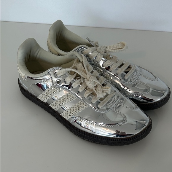 adidas | Shoes | Adidas Metallic Silver And Cream Athletic Shoes | Poshmark